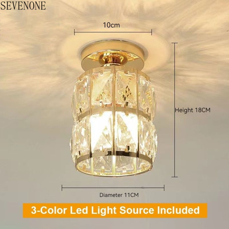 【All 3 Color Light】Ceiling Light Creative Crystal Aisle Ceiling Lights ...