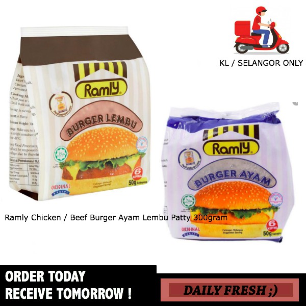 Ramly Chicken Burger Beef Burger Ayam Lembu Patty 420gram Pack | Shopee ...