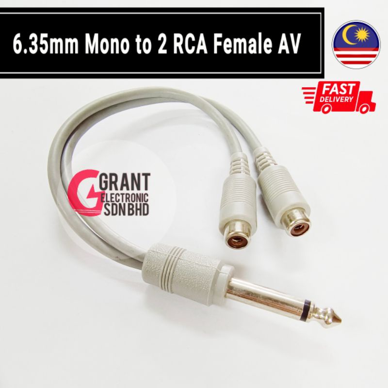 6.35mm Mono to 2 RCA Female AV Plug Socket Coverter | Shopee Malaysia