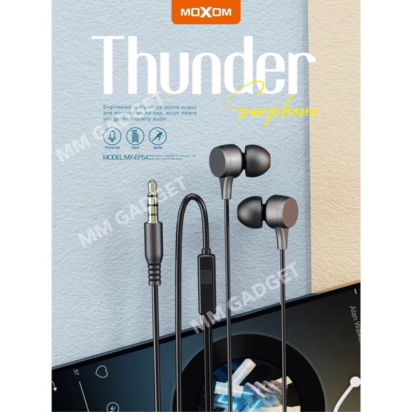 Moxom Thunder MX-EP54 Original Music Bass Earphones With Mic 3.5mm plug ...