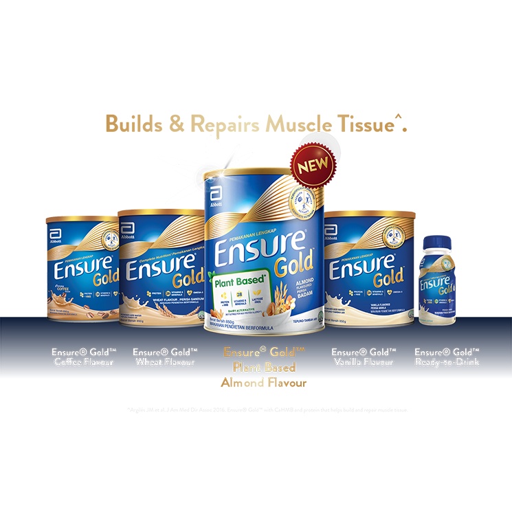 Abbott Ensure Gold Vanilla Wheat Coffee Plant Based Almond Flavored Complete & balanced ...