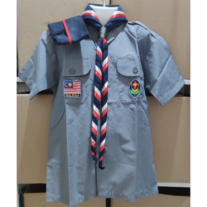 PENGAKAP SEKOLAH RENDAH LENGAN PENDEK Baju uniform + skaf + topi ...