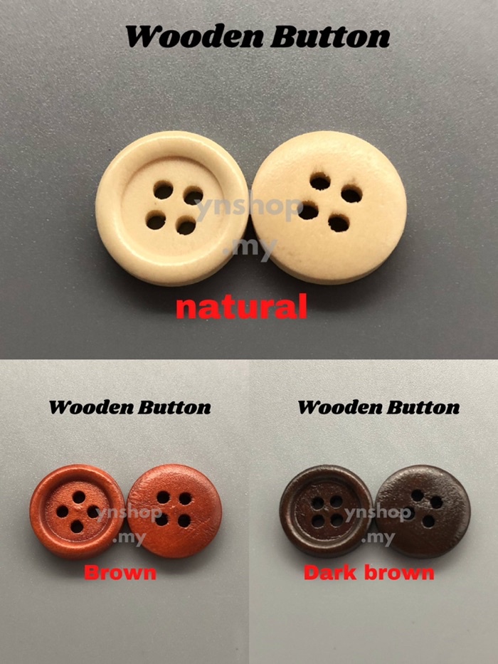 [20pcs] Classic Wooden Button / Butang Kayu 4 Lubang / Butang baju ...