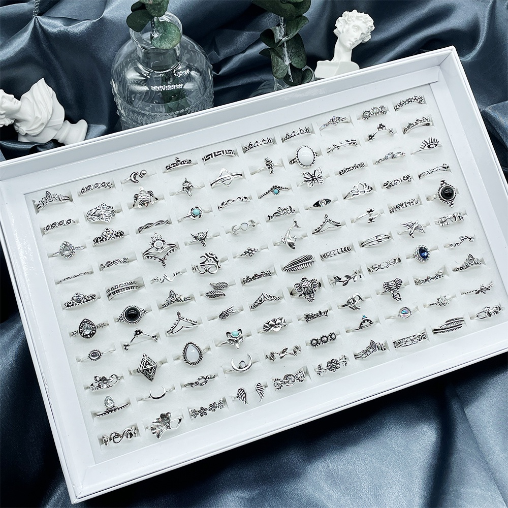 10/20/50pcs Gemstone Ring Plate European and American Fashion Ring Set ...