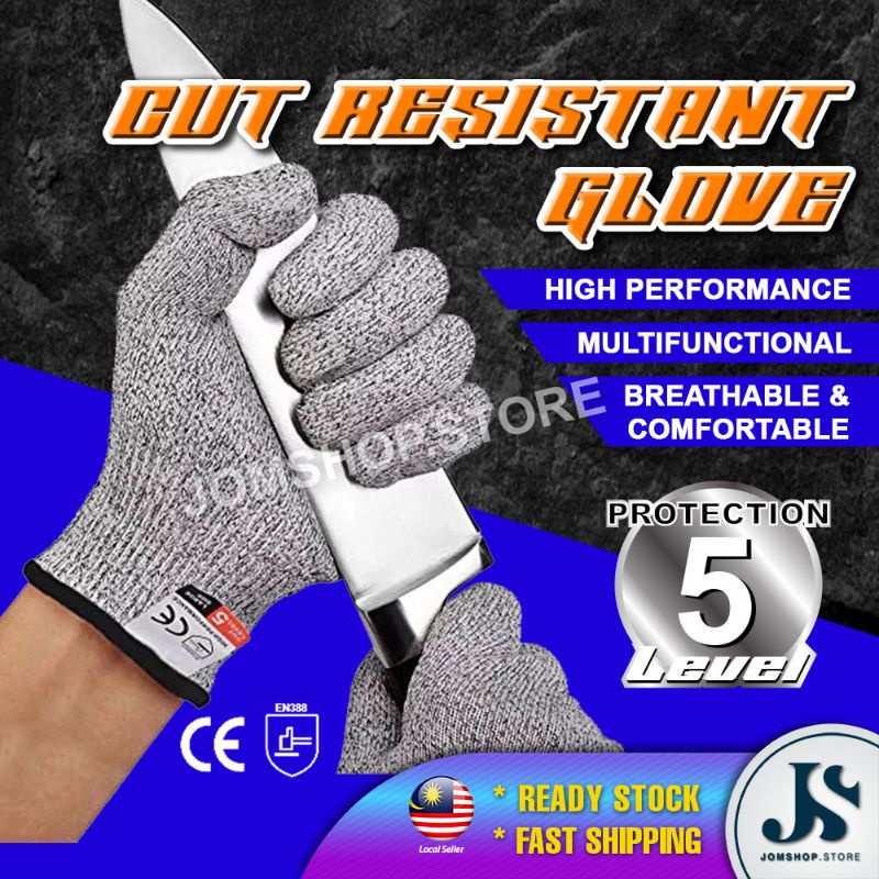 🇲🇾 Cut Resistant Gloves Work Gloves Grade 5 Working Safety Glove Man ...