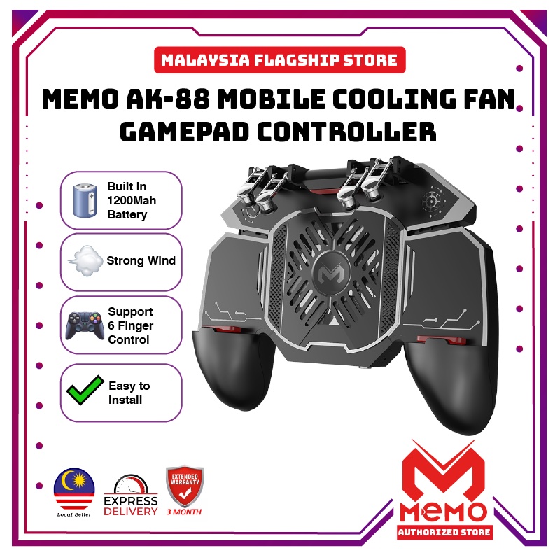 ORIGINAL MEMO AK88 Mobile Phone Cooler FPS Gaming With Six Fingers PUGB Handle Power Bank ...