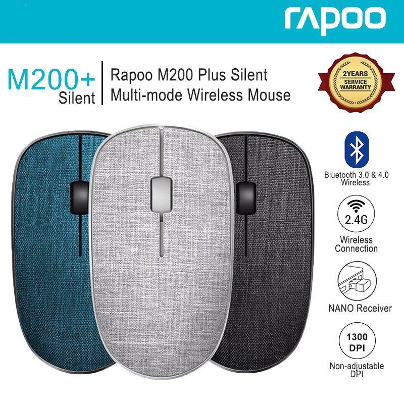 Rapoo M200 Plus Silent Fabric Multi-Mode Wireless Bluetooth 3.0/ 4.0 ...