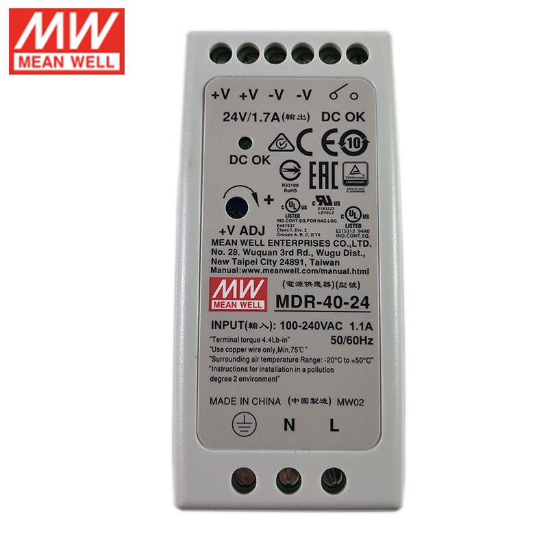 Original MEAN WELL MDR-40-24 40W 24V DIN Rail Switching Power Supply ...