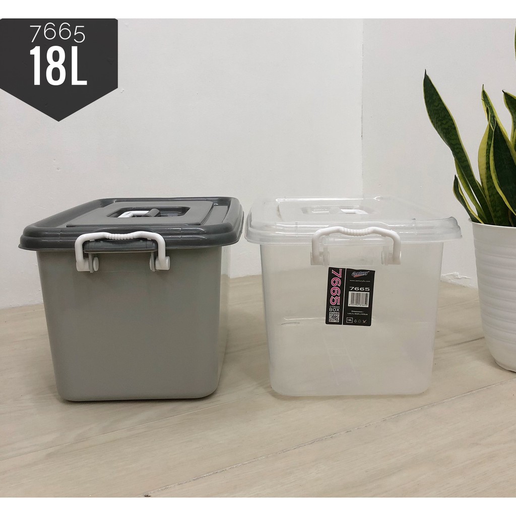 Century Transparent / Grey Storage Box With Handle 18 Litres - 7665 ...