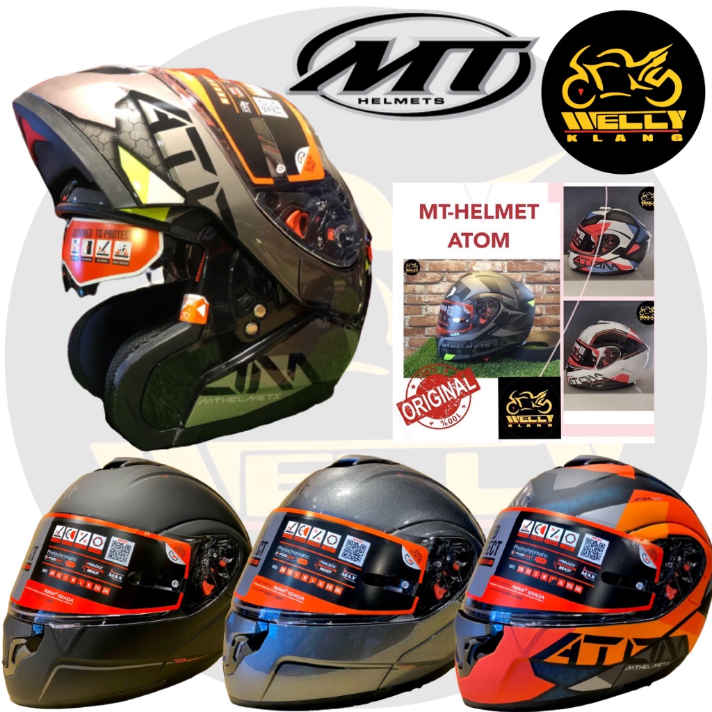 Helmet Atom Flip Up Double Visor MT Helmet ATOM MODULAR HELMET TOURING ...