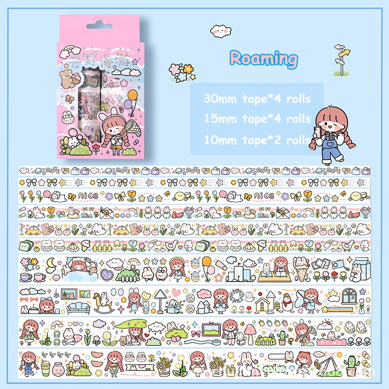 Cartoon Sticker Gift Box 10 Stickers+10 Rolls Hand Account Tape Stickers Setdecorative Diary ...