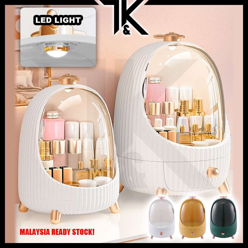 [LOCAL] Scandinavian Makeup Organizer with Light and Drawer Dustproof ...