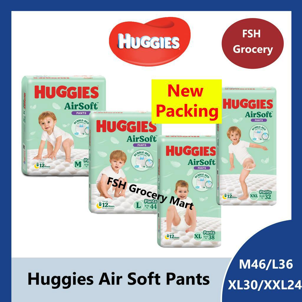 Huggies AirSoft Pants Super Jumbo Pack (M46/L36/XL30/XXL24) (Huggies ...