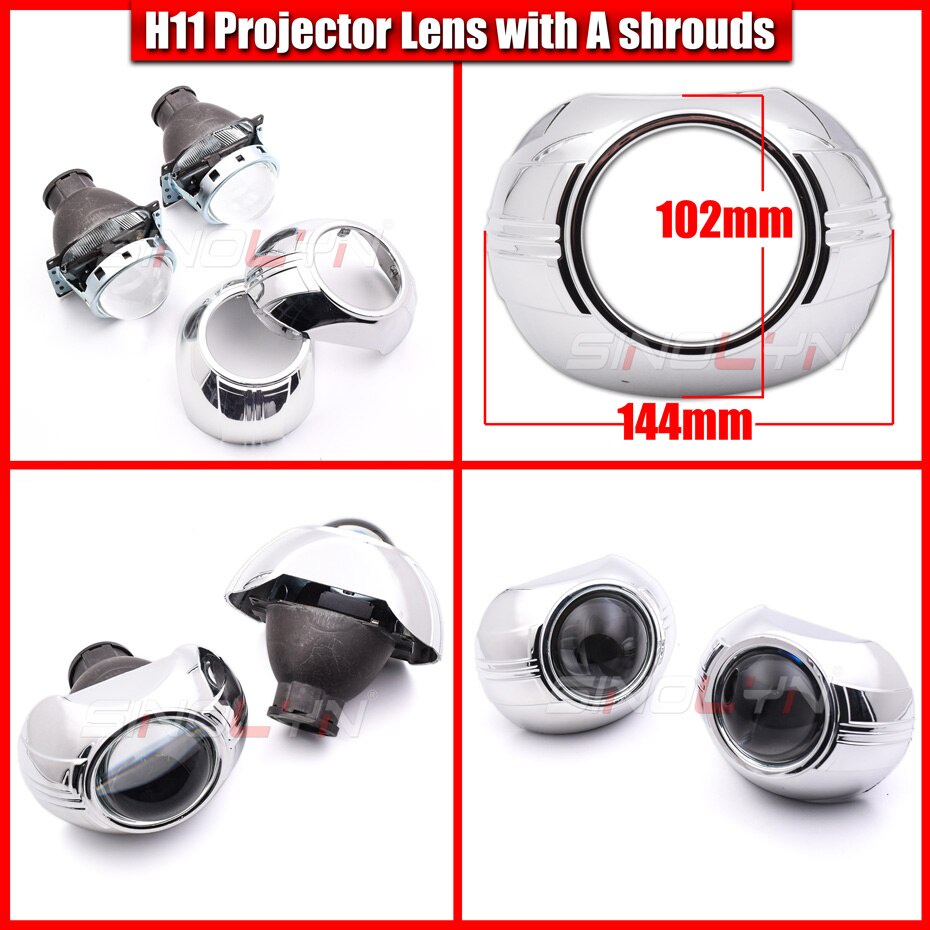 Sinolyn Bi Xenon Projectors Headlight Lens Koito H11 LED/HID 3 Inch ...