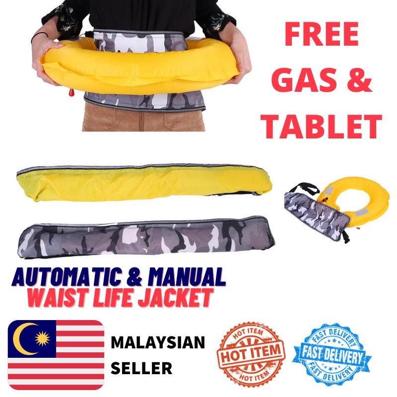 🔥READY STOCK🔥 Waist Automatic Manual Life Jacket Waist Inflatable Life ...