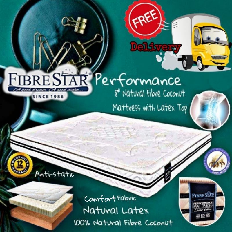 Fibre Star PERFORMANCE 8'' Natural Coconut Fibre Mattress with Latex ...