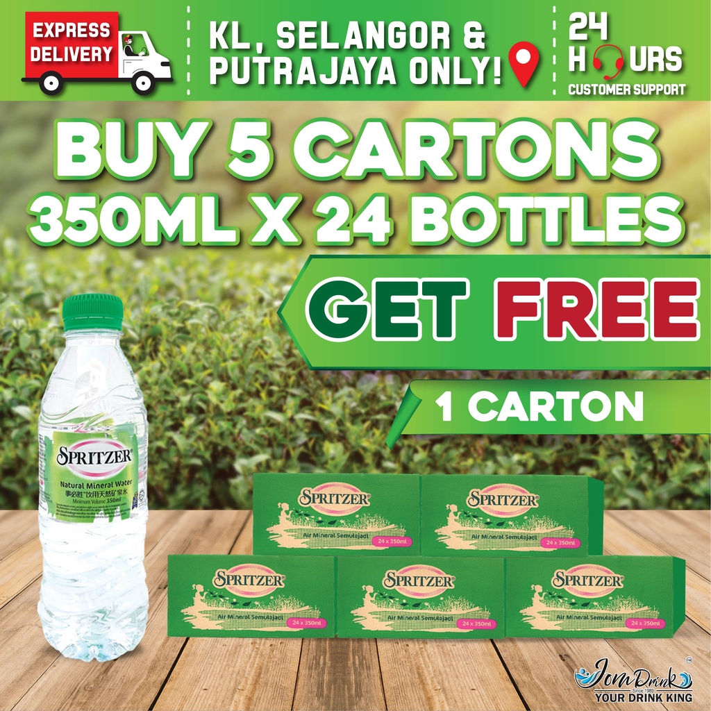 BUNDLE OF 5 CARTONS : SPRITZER MINERAL WATER 350ML x 24 BOTTLES | Shopee Malaysia