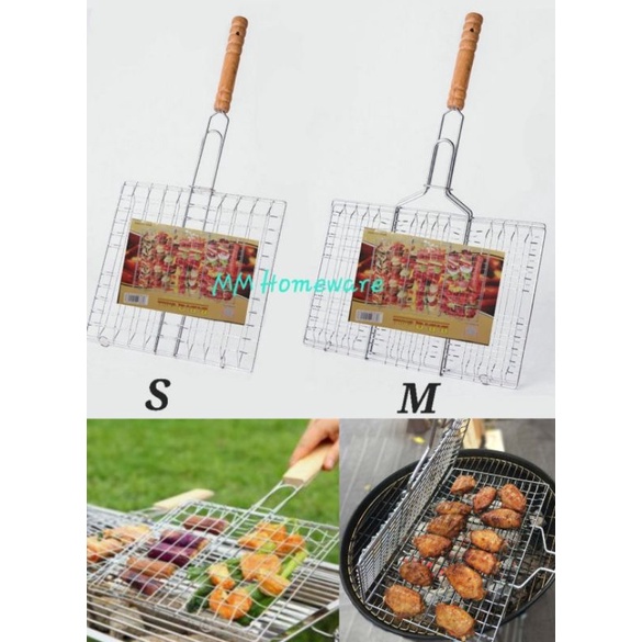 BBQ Grill Basket Net / Grilling Rack /BBQ Clipper Fish Chicken Roaster ...