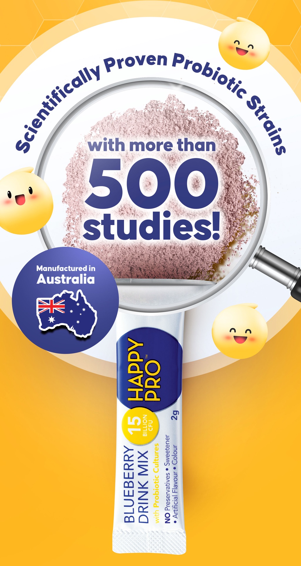 SpringHealth Happy PRO® Blueberry Drink Mix with 15 Billion CFU ...