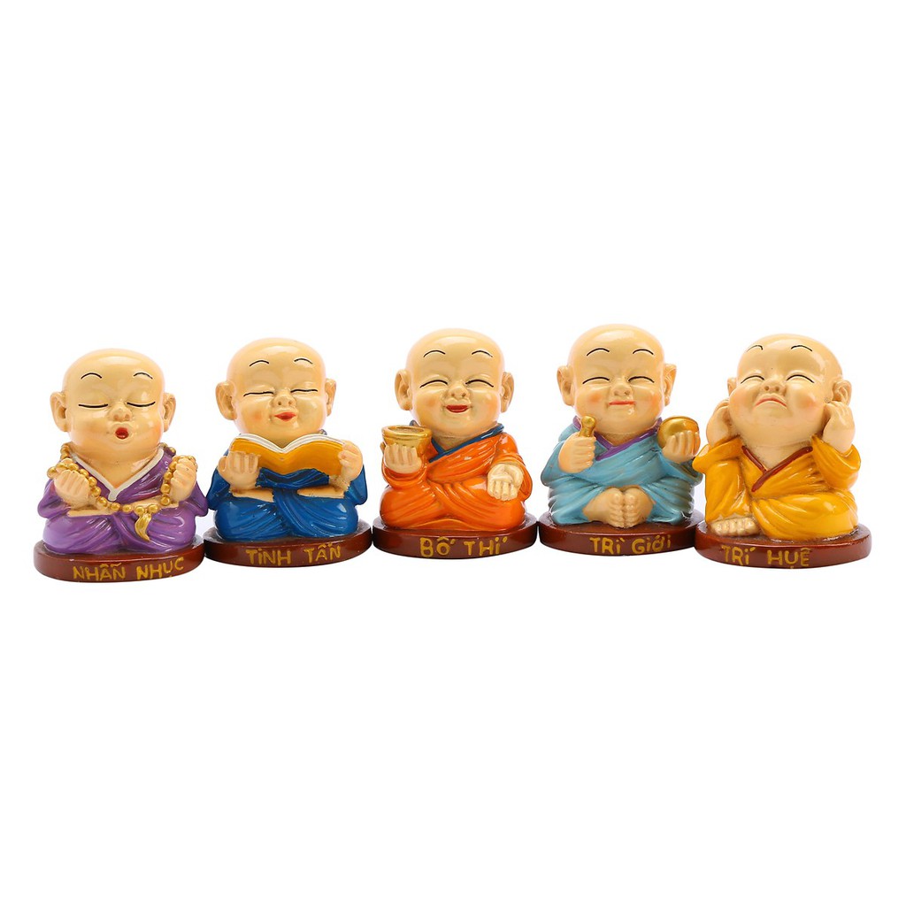 Statue Set of 5 Little Monks - Decorative Stone Little Monk Statue, 100 ...