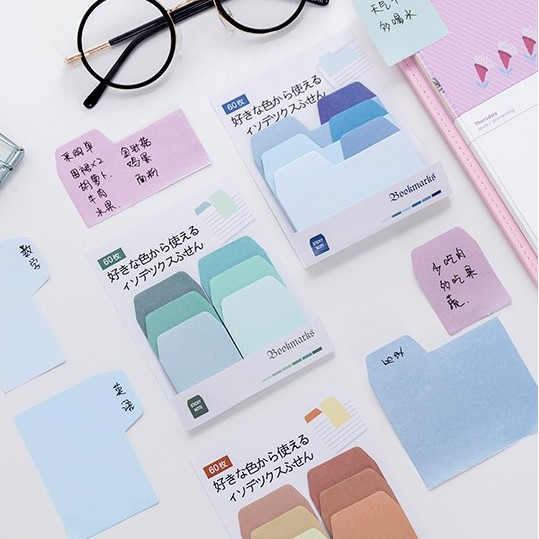 MUJOKENNOAI Sticky Note 60 sheets Korean Gradient Color Memo Sticker ...