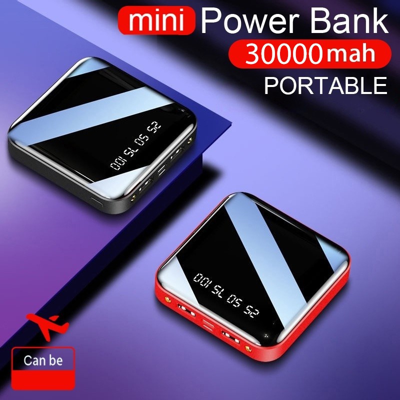 Ready stock ！！20000mAh Portable Mini PowerBank Mirror Screen Digital Display PowerBank External ...