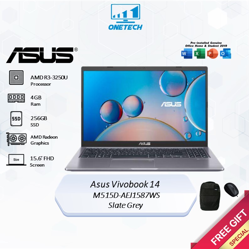Asus VivoBook Notebook (15.6" FHD/AMD R3-3250U/4GB/256GB/AMD Radeon ...