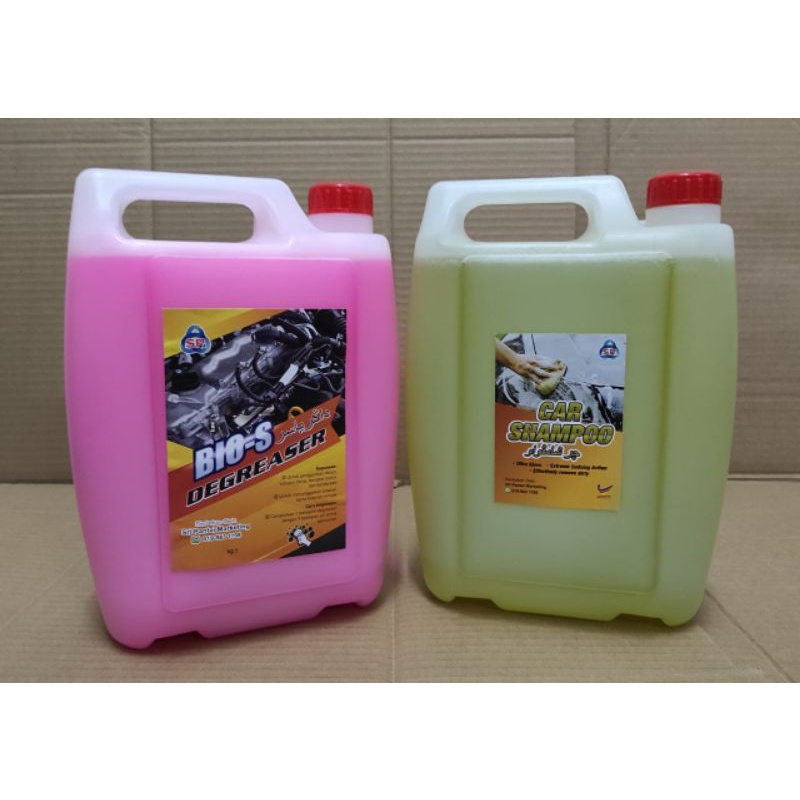 Engine Degreaser Alkaline Base Pink Pekat Kuat 4.5 Liter & Car Shampoo Super Shine Wash Snow 4.5 ...