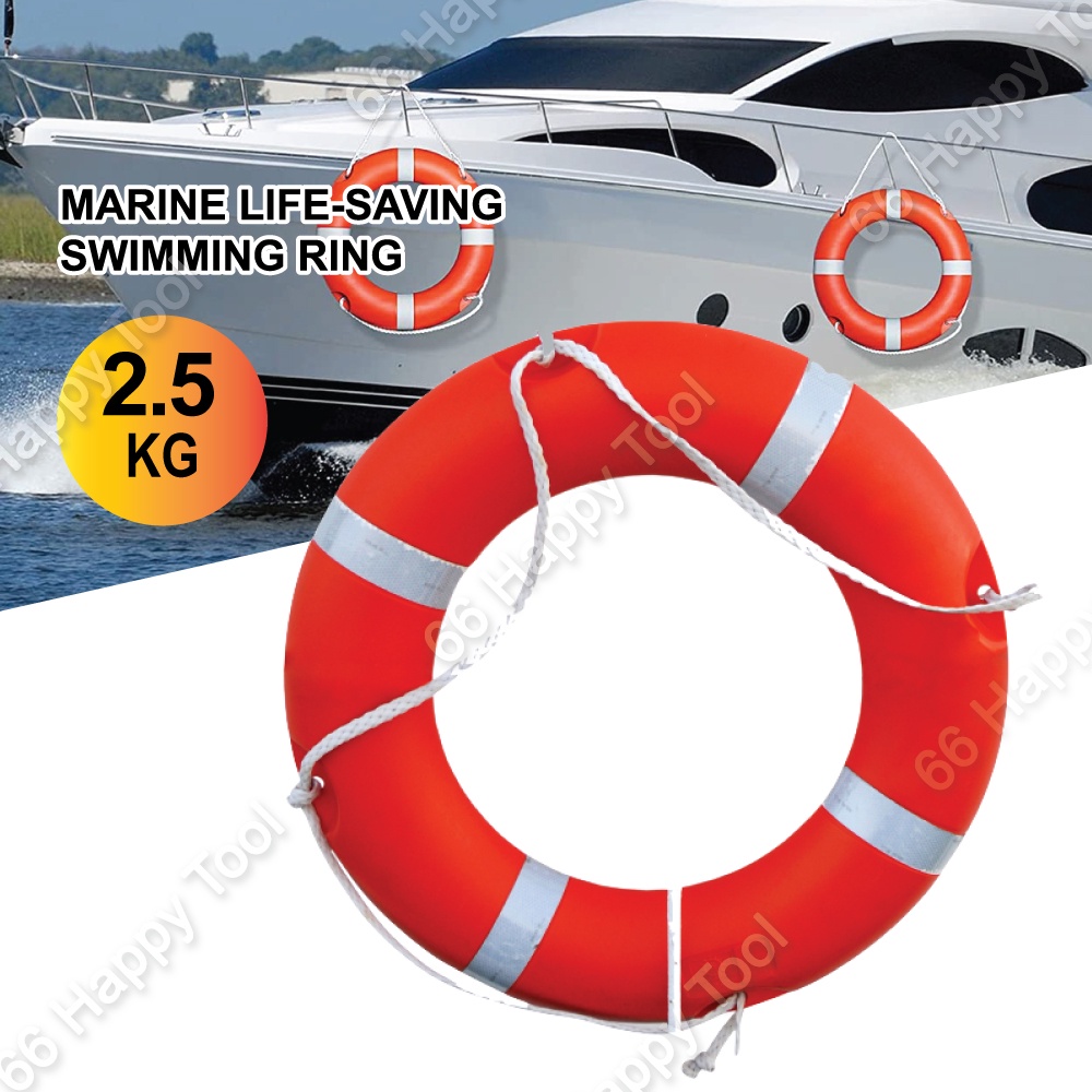 Safety Marine Life-saving Swimming Ring Life Buoy 4 Reflective Tape 2 ...