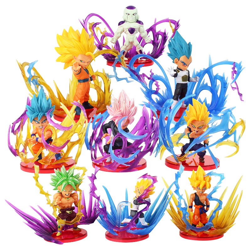 9Pcs/Lot Dragon Ball Figures Son Goku Gohan Vegeta Trunks Kale Jiren ...