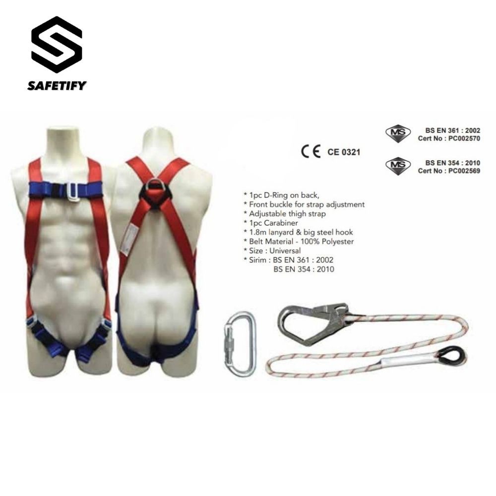 Full Body Safety Harness With Energy Absorber, Double Lanyard & Large ...
