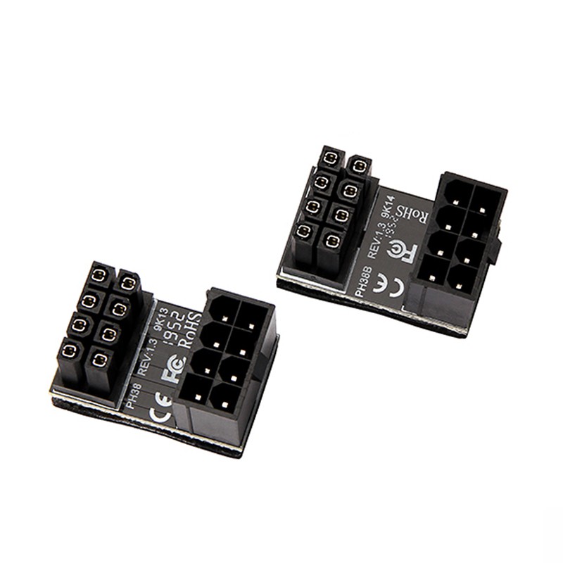 2pcs 90 Degree Right Angle PCI-E 8pin GPU Power Female to Male Adapter ...