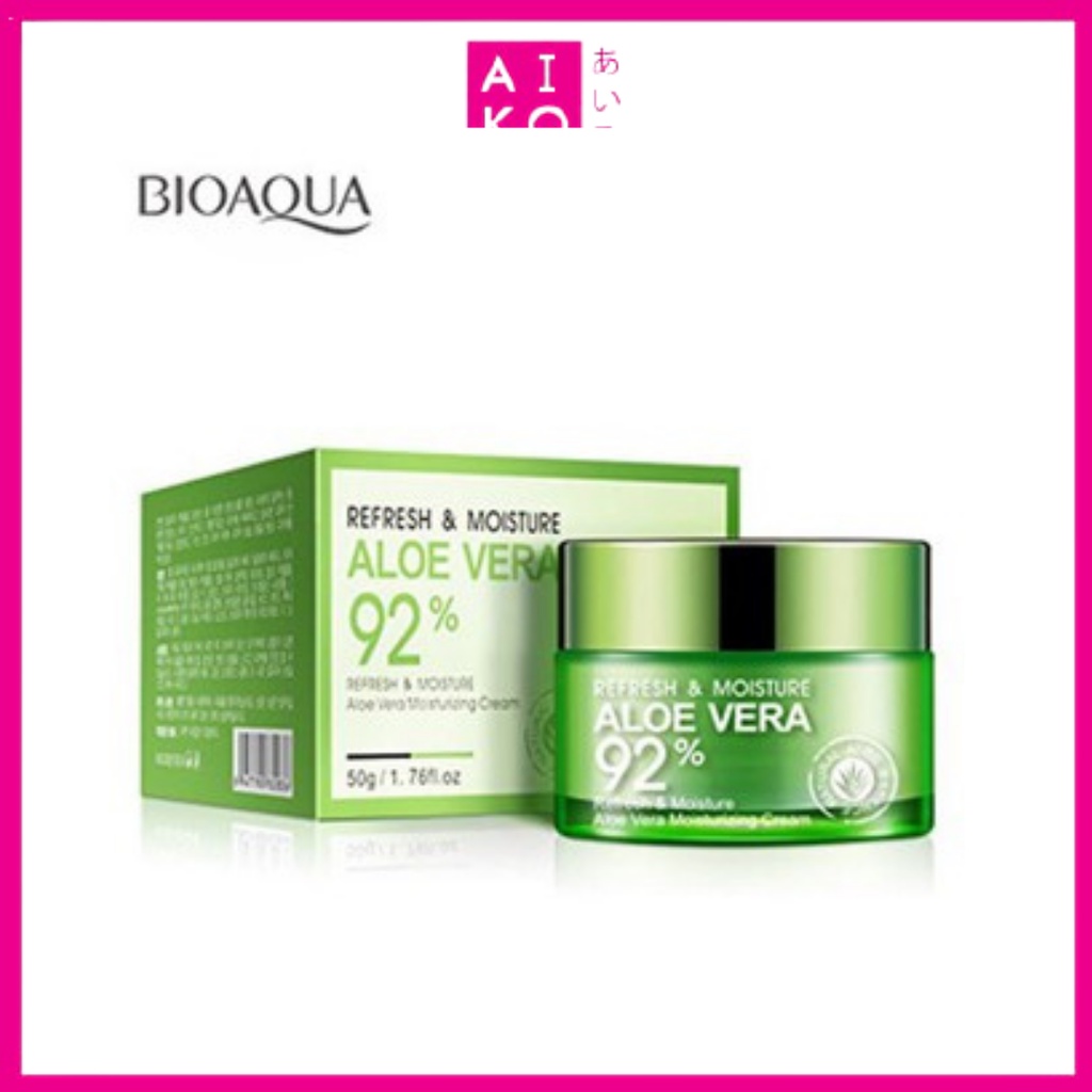 (AIKO) BIOAQUA ALOE VERA 92% REFRESH & MOISTURIZING FACE CREAM / KRIM MUKA 50G | Shopee Malaysia