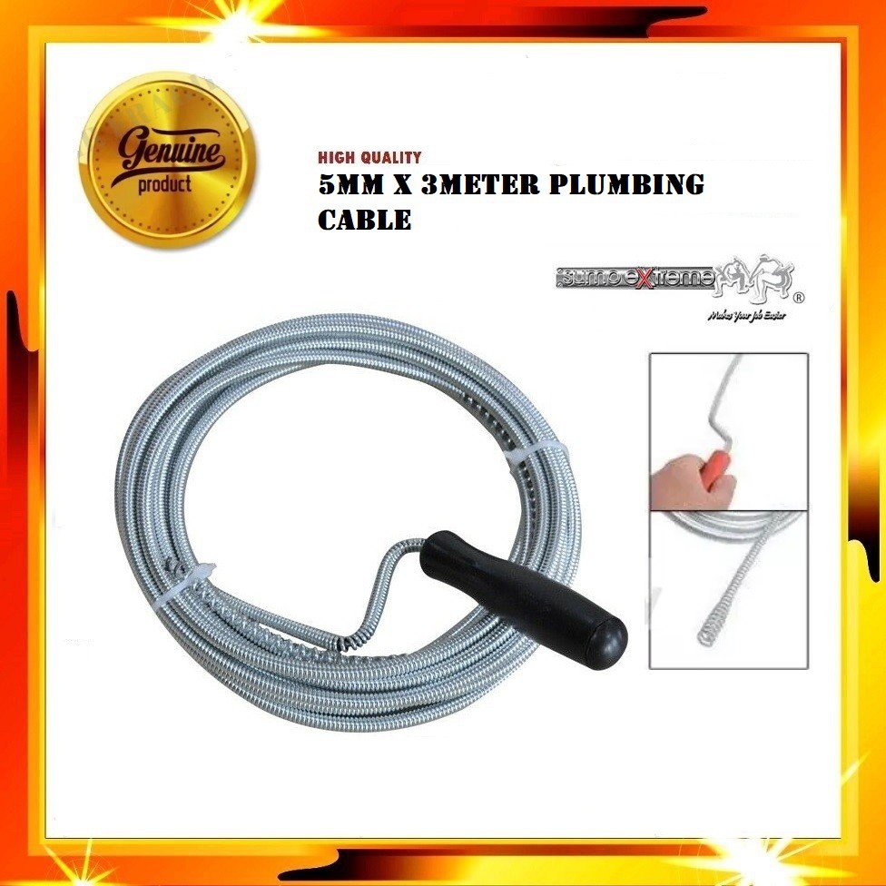 5mm x 3 meter Snake Spring Pipe Rod Sink Drain Cleaner Wire Plumbing ...