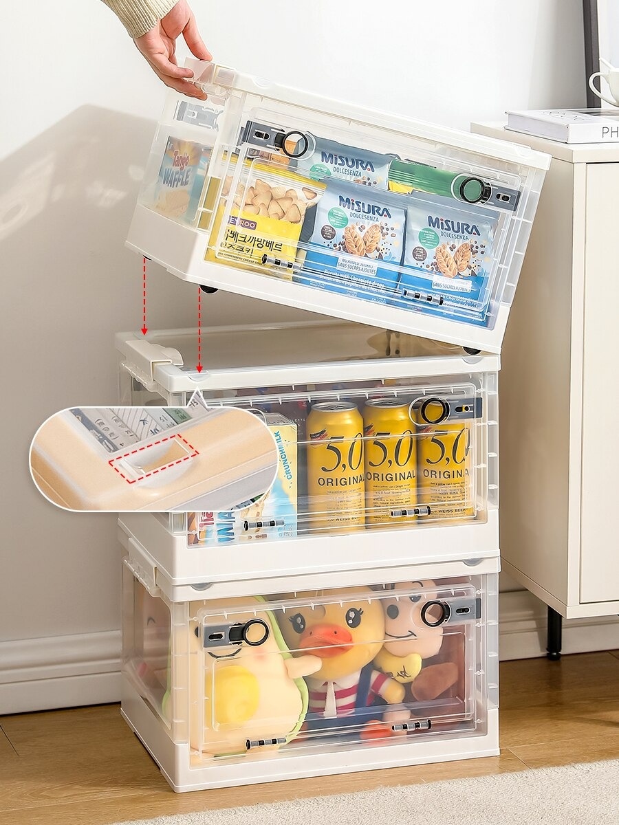 【Woody】 Large Collapsible with Removable Storage Bins with Lids-Folding ...