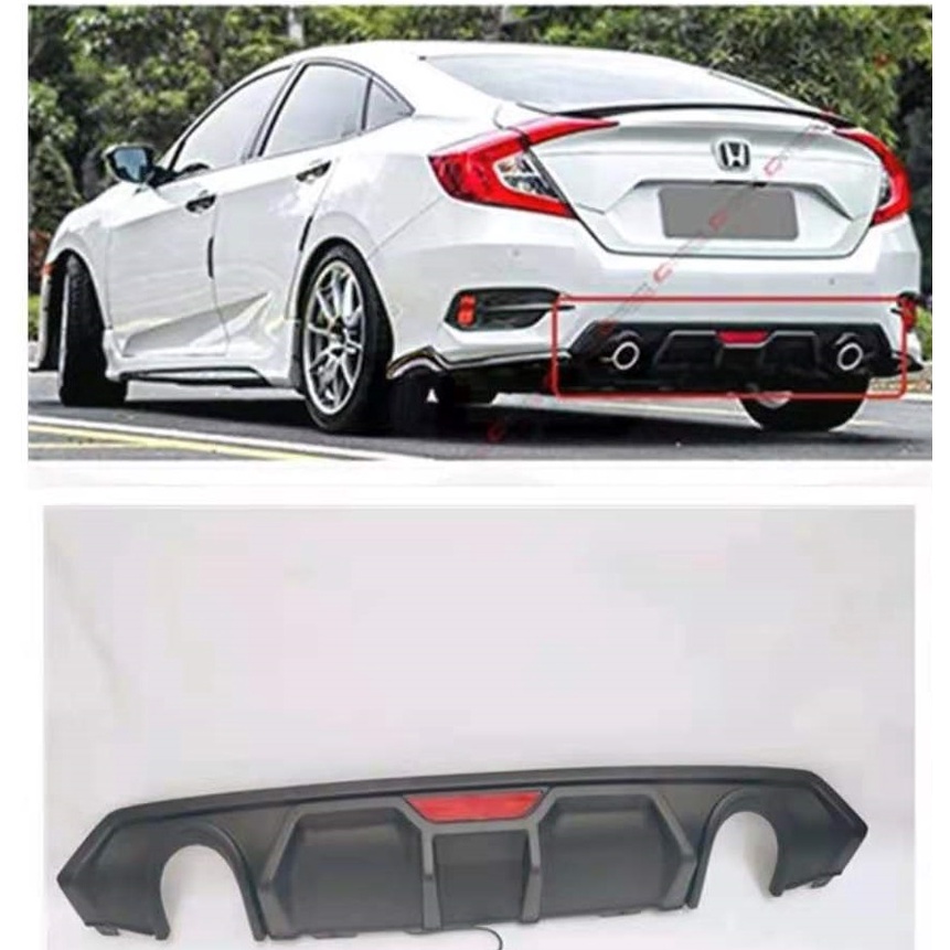 Honda Civic FC 2016-2019 ABS Rear Bumper Diffuser With Reflective Brake ...