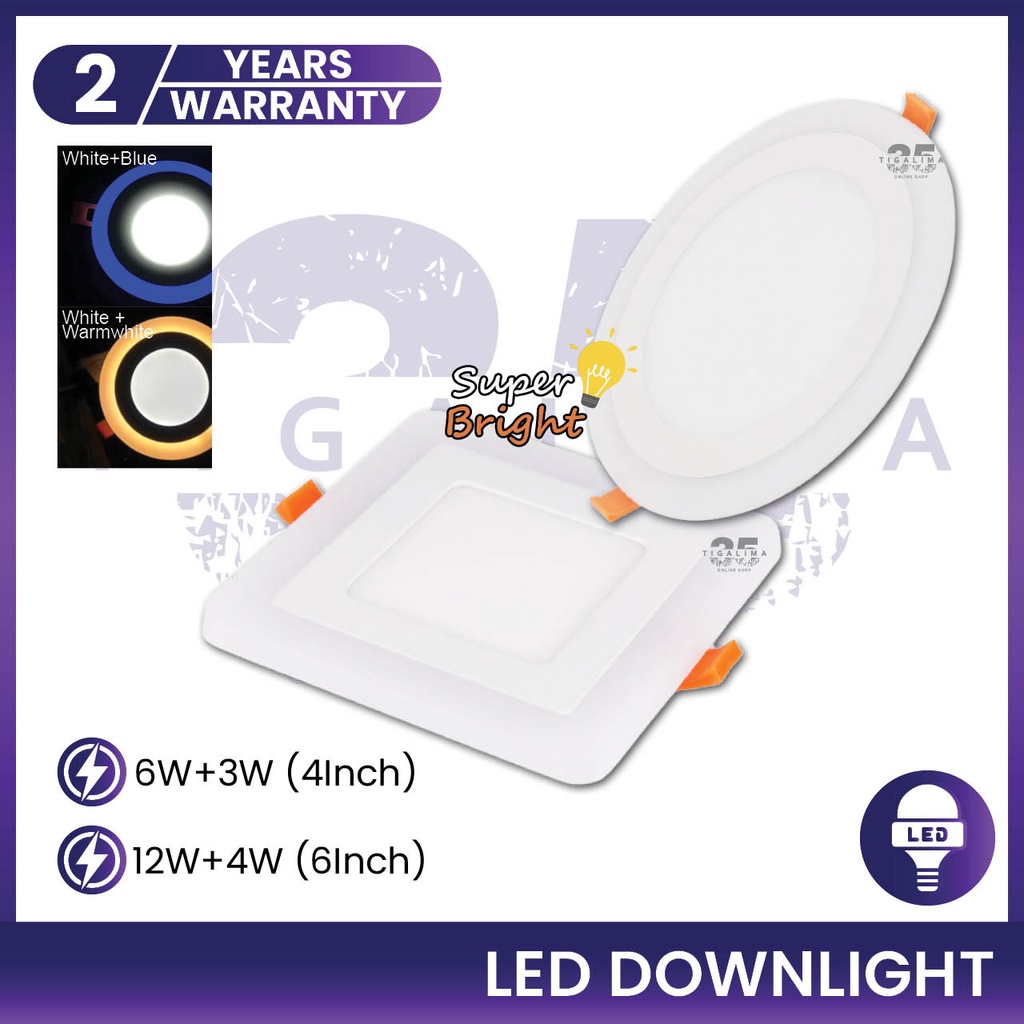 LED Recessed Downlight 4Inch 6W+4W / 6Inch 12W+4W Round Square LED ...