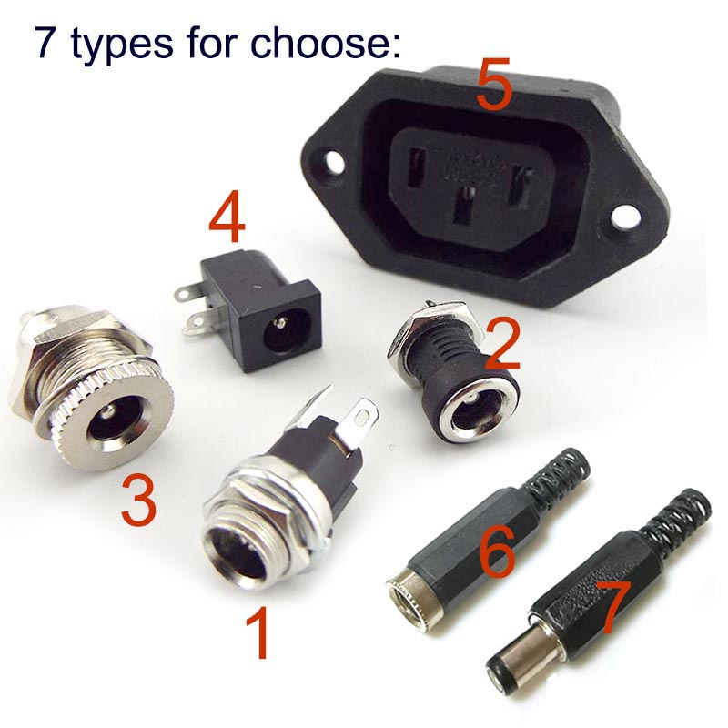 2pcs DC Power Supply Jack 5.5*2.1mm Socket Electric Female PCB Panel ...