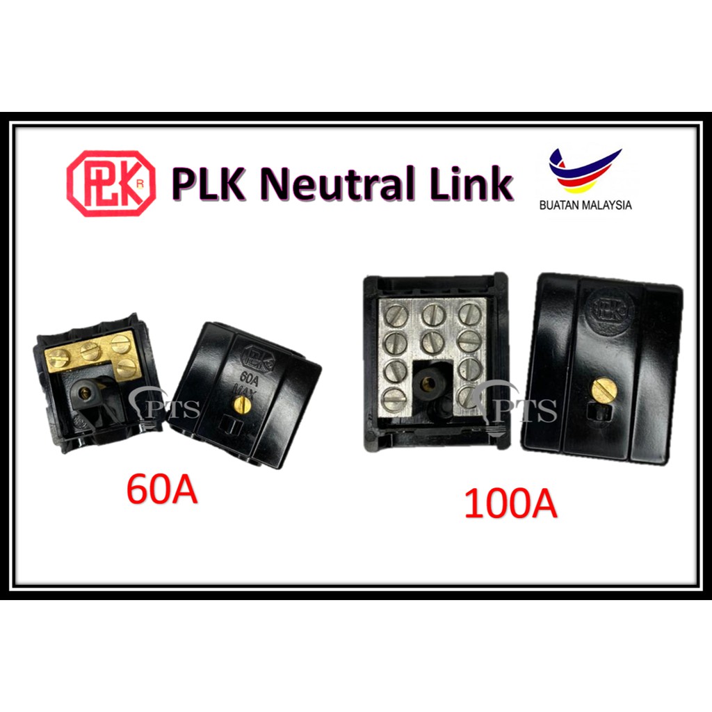PLK Connection Neutral Box / Neutral link 60A / 100A - BLACK - Fuse TNB ...