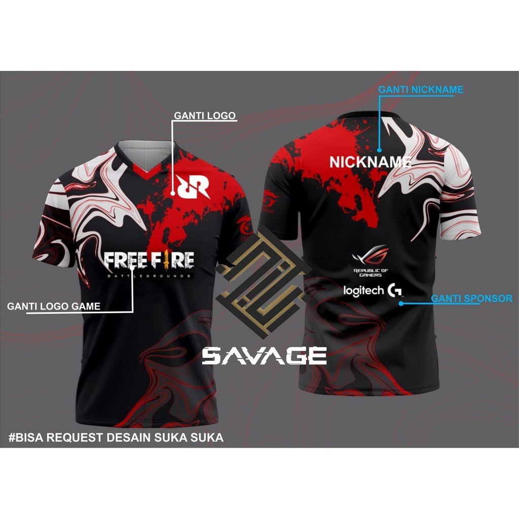 Ff Free Fire Gaming Shirt Jersey Custom Design Cheap COD | Shopee Malaysia