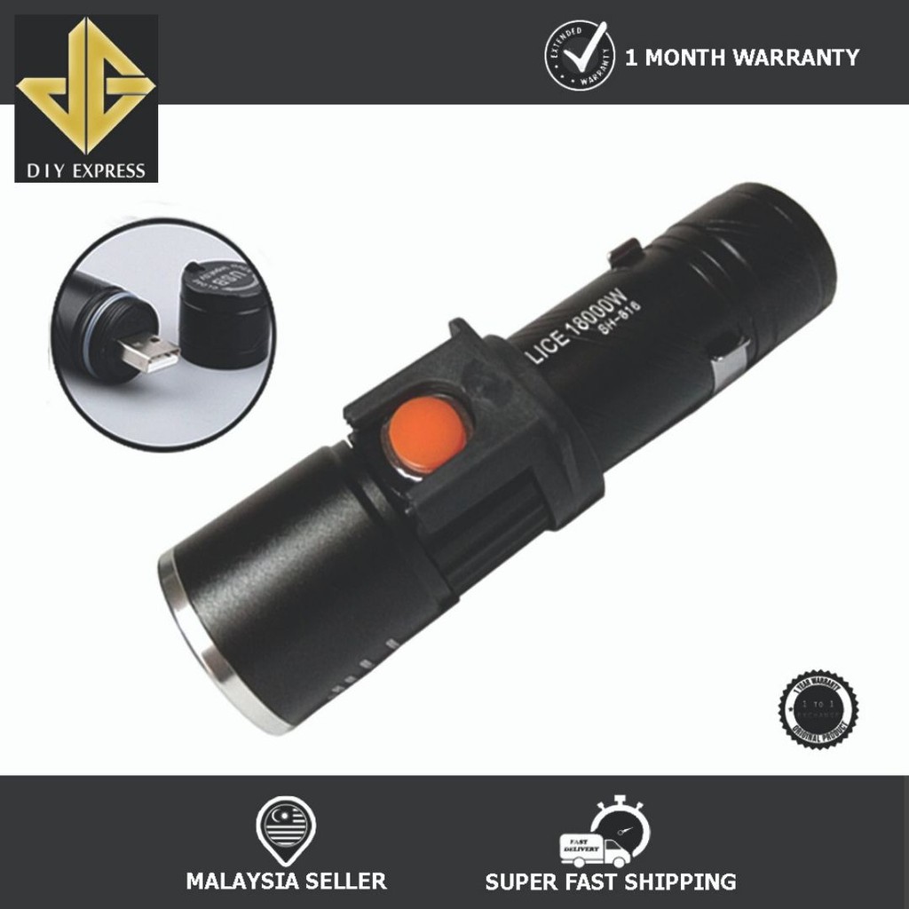 USB Heavy Duty Ultra Bright Rechargeable 3 Modes Flashlight ...