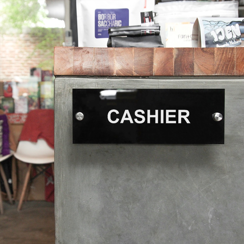 HITAM Cashier Sign Board - Black Acrylic Pin 8x22 cm | Shopee Malaysia