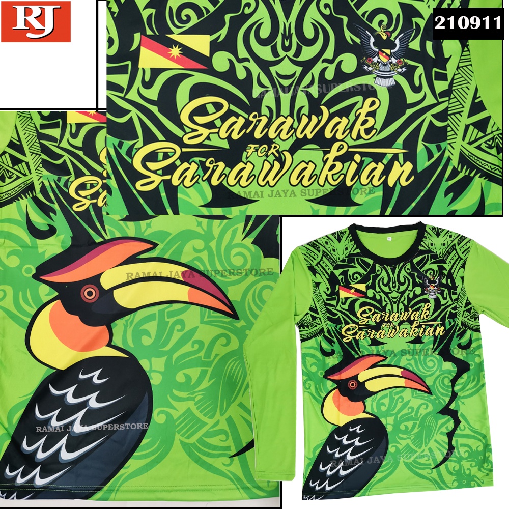Unisex Baju Batik Jersey Sarawakian Sarawak Design Lengan Panjang Long ...