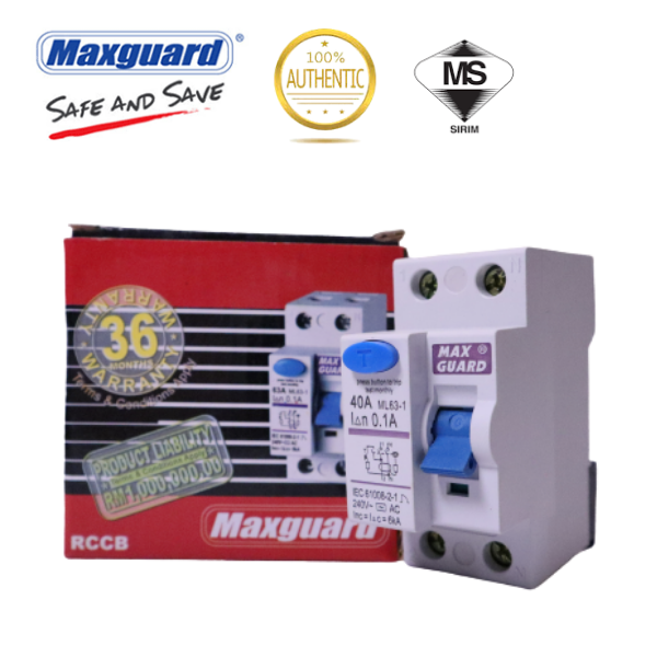 Maxguard 40A / 63A 2Pole 100mA / 30mA ELCB RCCB with SIRIM Approve | Shopee Malaysia