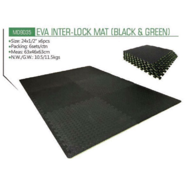New Shopee !! Interlocking mat 6pcs rubber floor tile matts puzzle gym ...