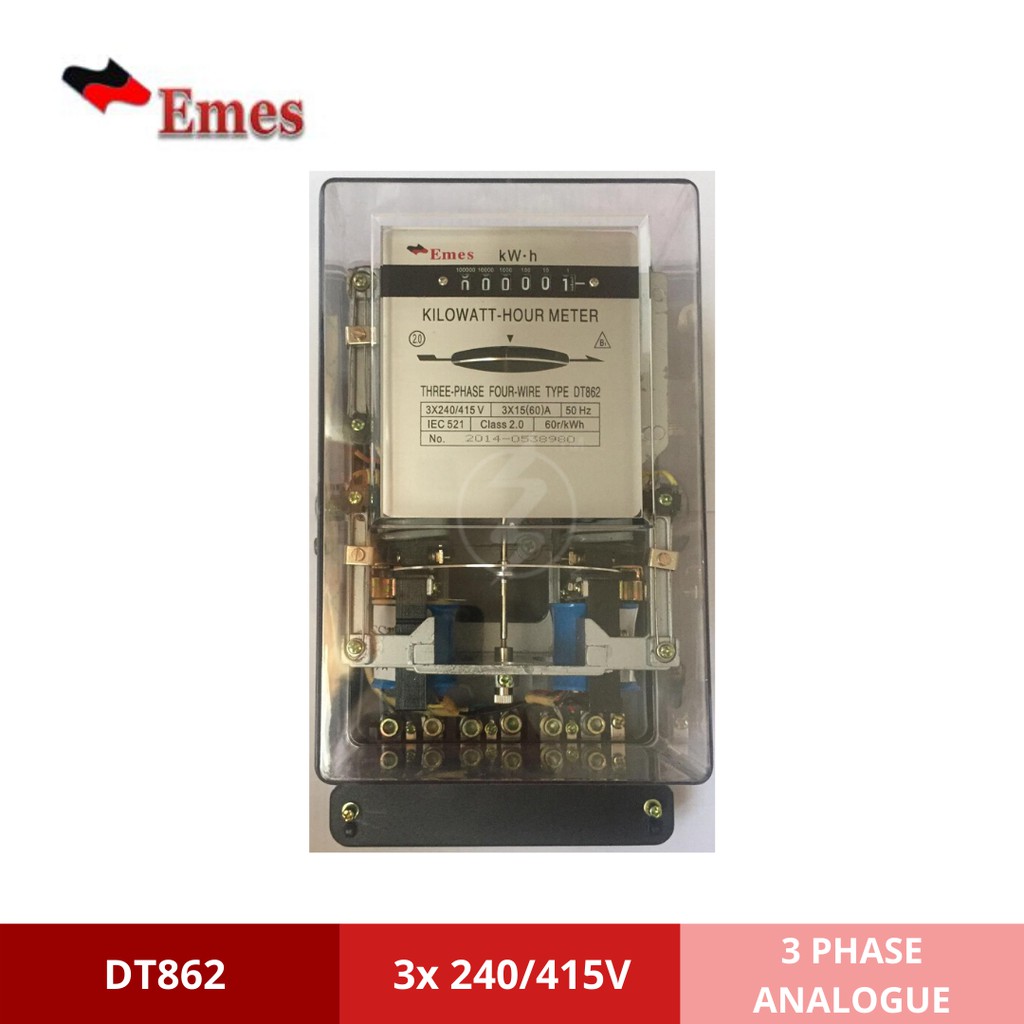 EMES DT862 3 PHASE 15(60)A KWH METER (ANALOG TYPE) Kilowatt-Hour Meter | Shopee Malaysia
