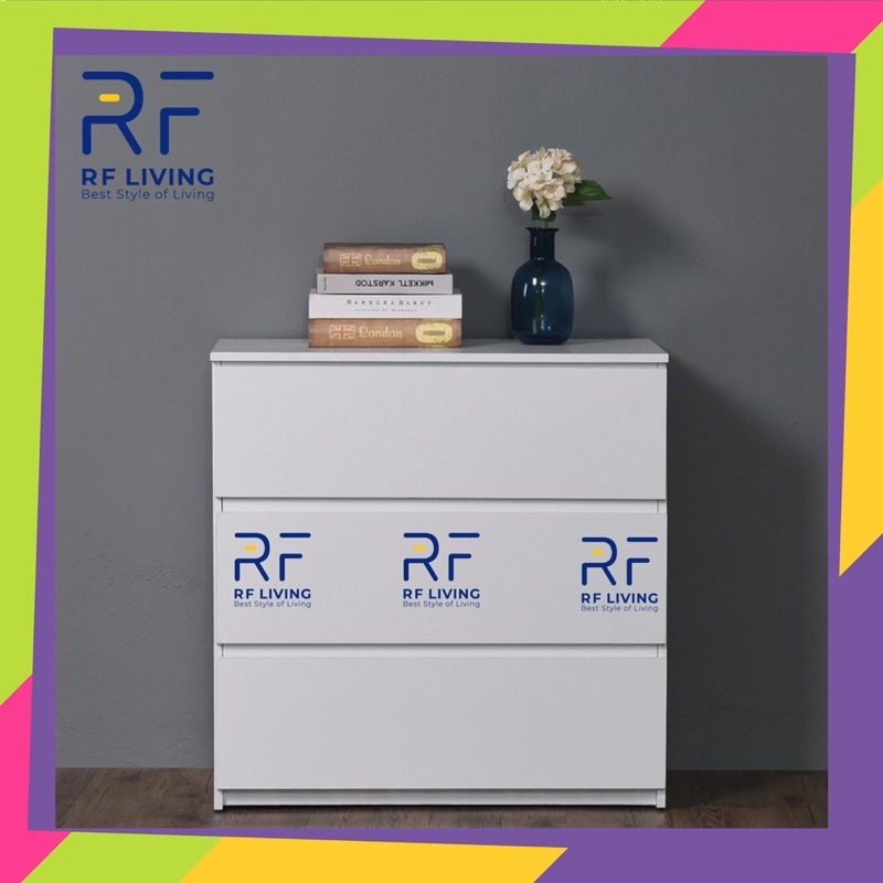 RF Living 3 Tier Chest Drawer with 3 Layer Drawer Storage White or Oak ...
