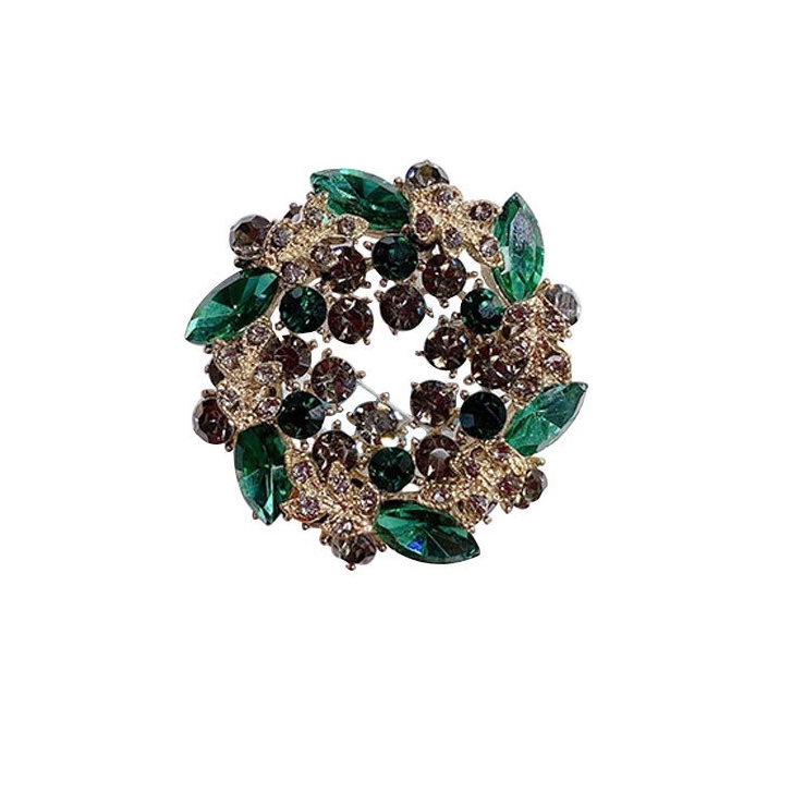 High-end Colorful Crystal Circle Brooch luxurious Rhinestones Round ...