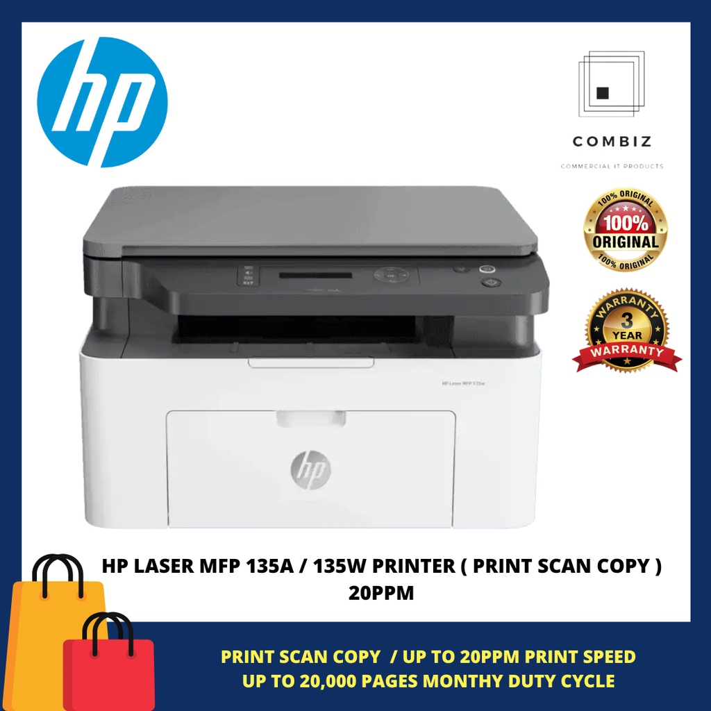 HP LASER MFP 135A / 135W PRINTER ( PRINT SCAN COPY ) 20PPM | Shopee Malaysia