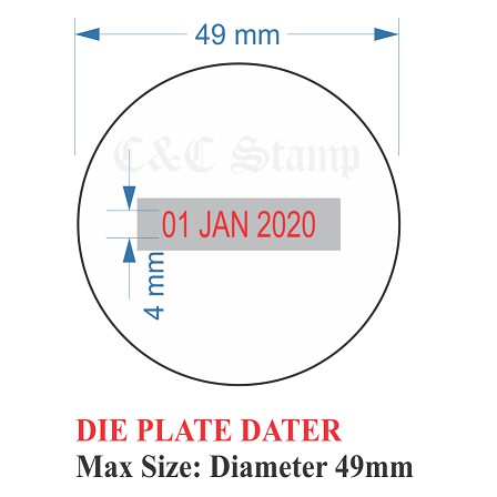 Rubber Stamp / Die Plate Date Stamp Chop / Cop Tarikh / Round Dater ...